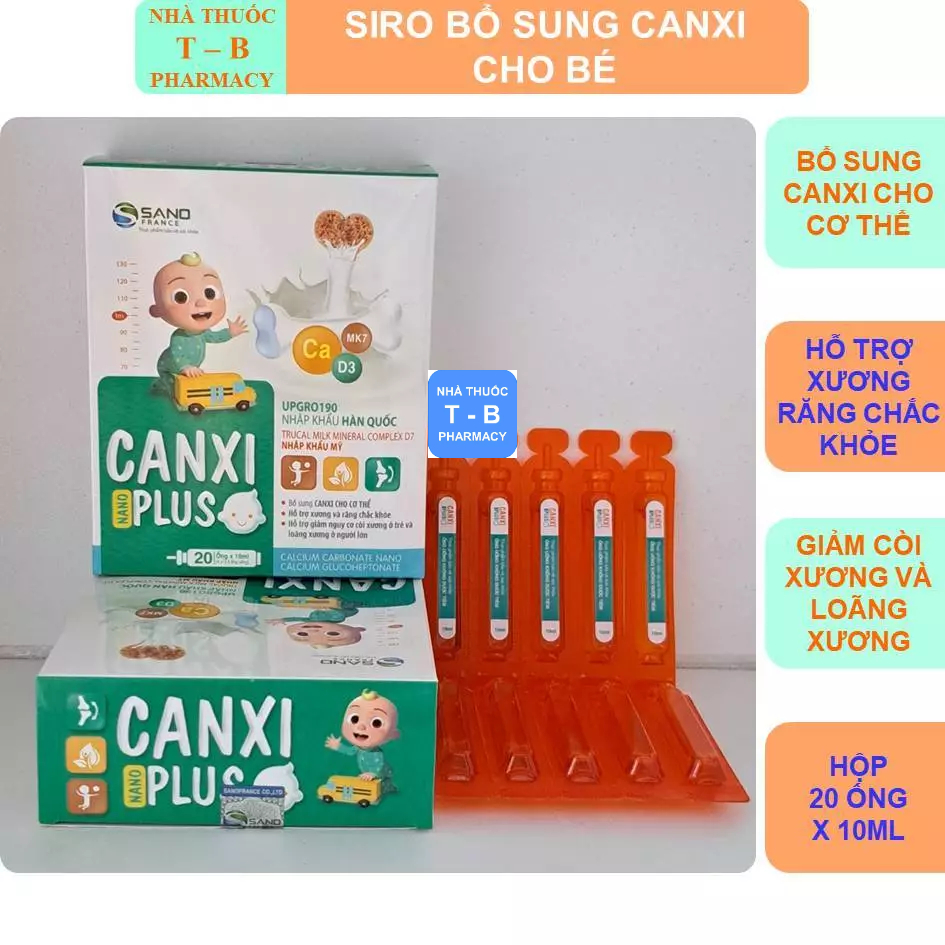 Siro bổ sung canxi cho bé Canxi Nano Plus Sano hỗ trợ xương răng chắc ...