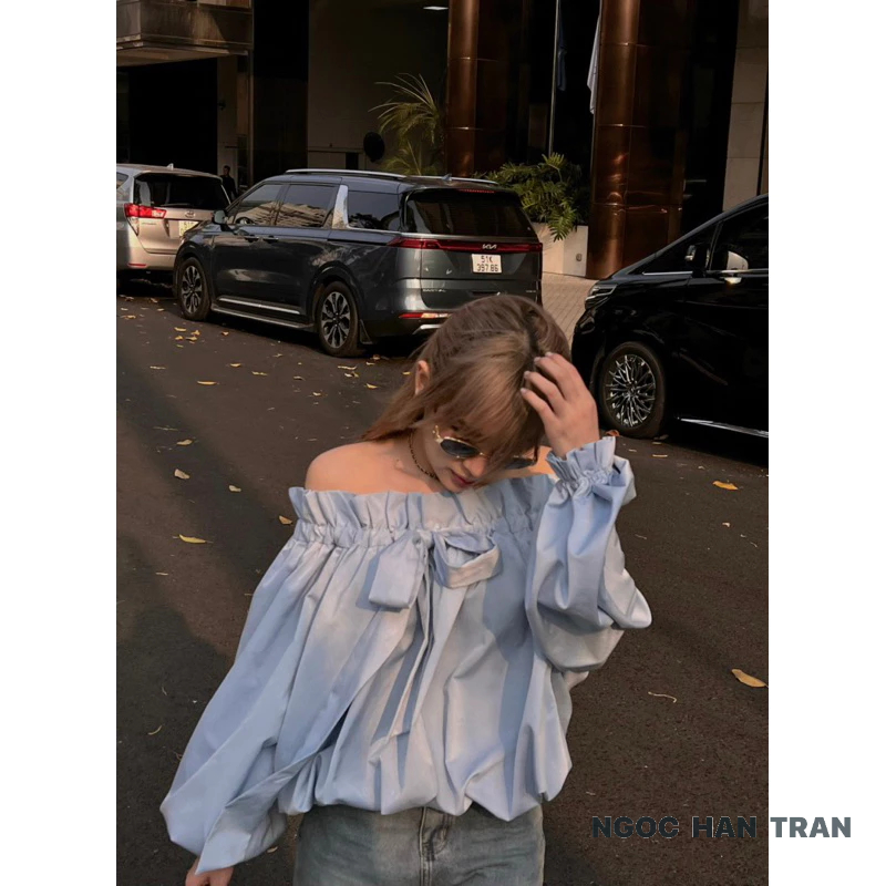 Karen Top (áo bẹt vai freesize, vải cứng đứng form dầy dặn) | Shopee ...