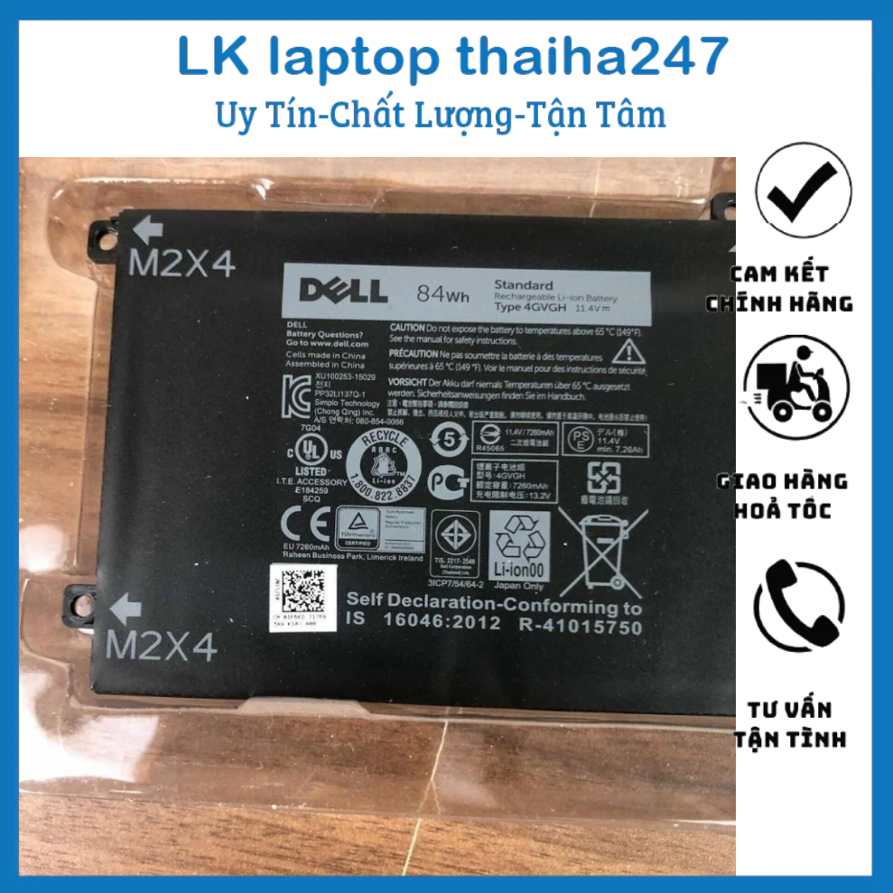 Pin Laptop Dell Precision 5510 M5510 XPS 15 9550 4GVGH 84Wh Zin NEW ...