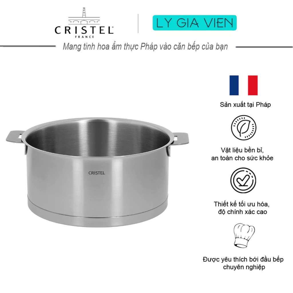 Nồi Saucepan Inox 3 Lớp Cristel Strate Removable Handle Saucepan (Sản phẩm không bao gồm nắp và ...
