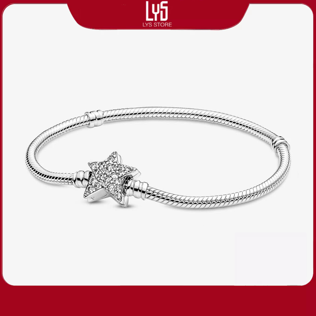 Vòng tay bạc Moments Asymmetric Star Clasp Snake Chain Bracelet 5019 ...