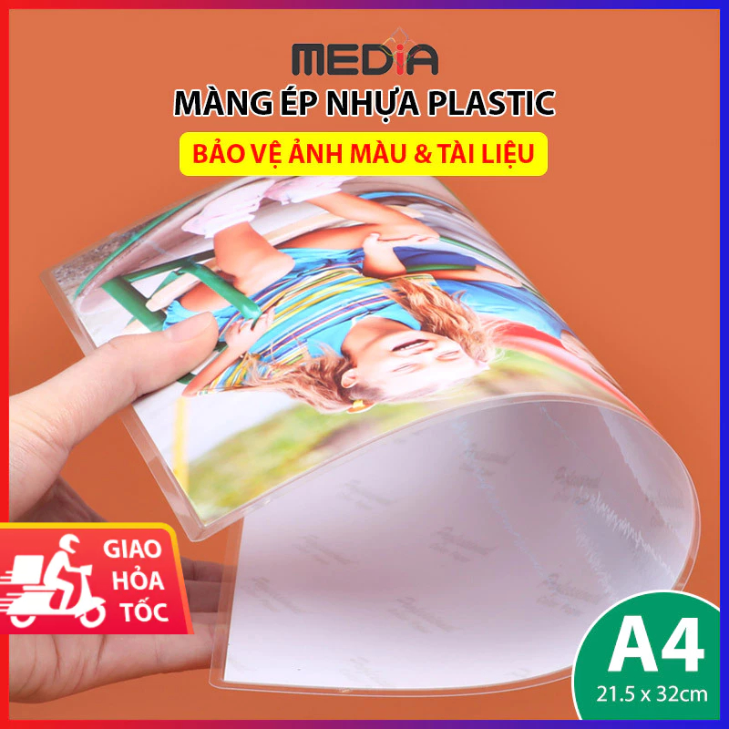 Giấy Ép Plastic A4 Media Khổ 21.5 x 32cm 100 Tờ Dày 40/60/80 Micro, Màng Ép Plastic A4 Màng Ép ...