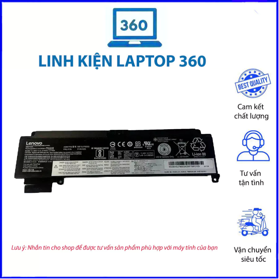 PIN LAPTOP LENOVO Thinkpad T460s T470s SB10J79003 (ngắn) New | Shopee ...