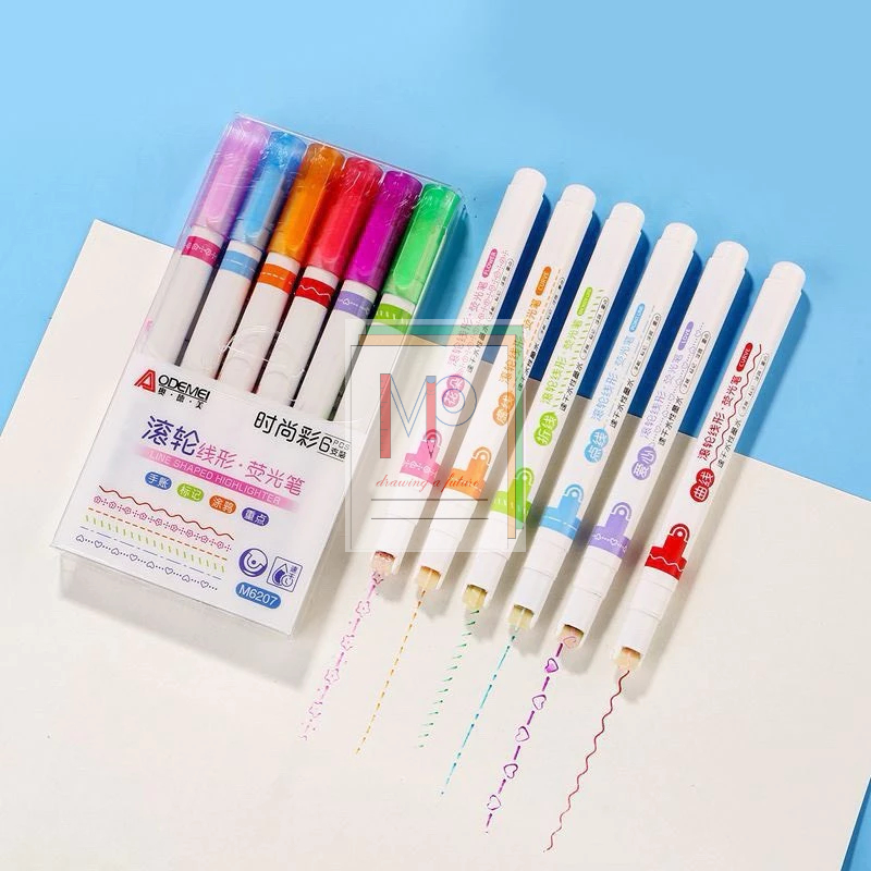 Set 6 Bút Đánh Dấu dạ quang Đầu Lăn Nhiều Màu Sắc AoDemei M6207 (6 Cây ...