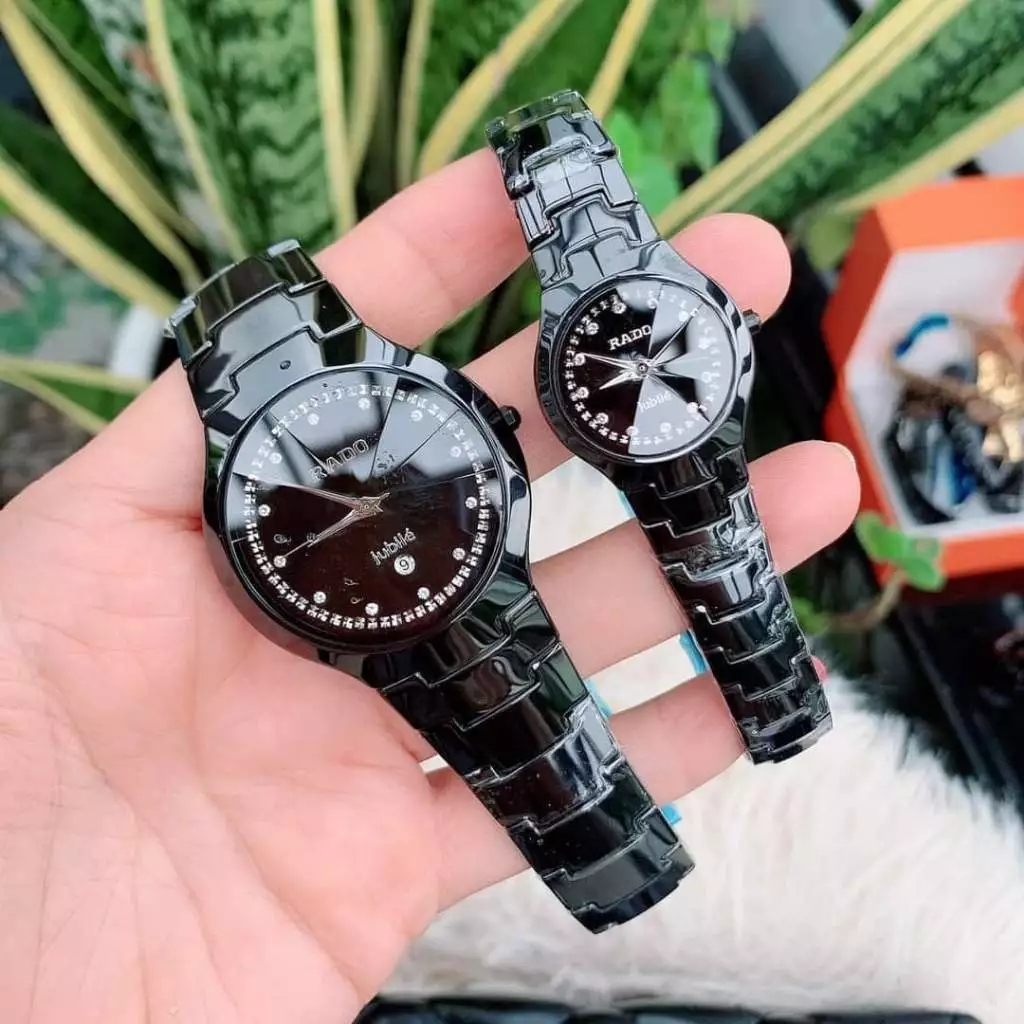 Đồng Hồ Cặp RD Dây Đá ceramic nguyên khối,lịch ngày+thứ,thời trang,đẳng ...