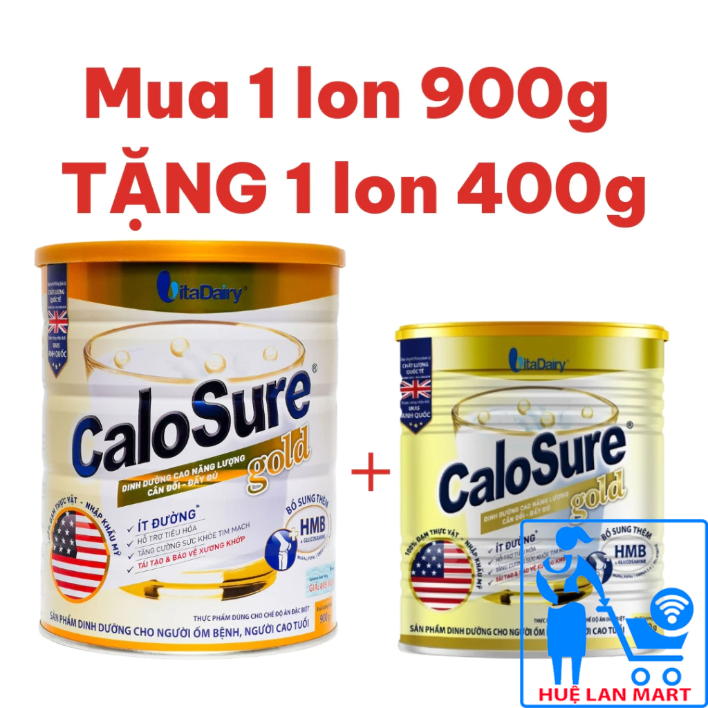 [Tặng 1 lon 400g] Sữa Bột Vitadairy CaloSure Gold Ít Đường Hộp 900g ...