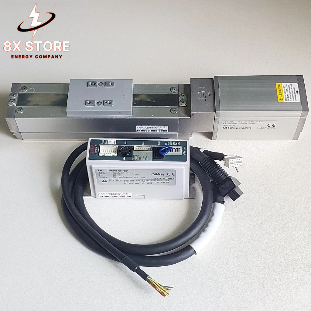 Trọn bộ combo trục Robo IAI hành trình 100mm đầy đủ cáp và Drive xịn ...