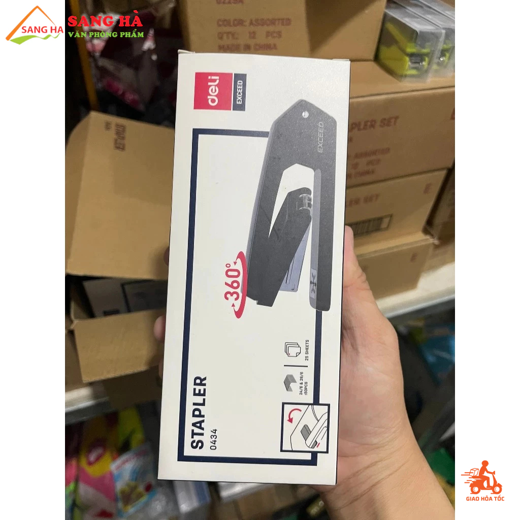(1 Cái) Dập ghim xoay 3 chiều 24/6 - 25tờ Deli E0434 | Shopee Việt Nam