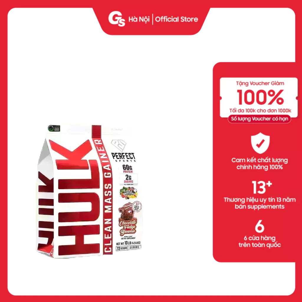 Sữa tăng cân, cơ Perfect Sport HULK Clean Mass Gainer, 10 Lbs (4.54KG ...