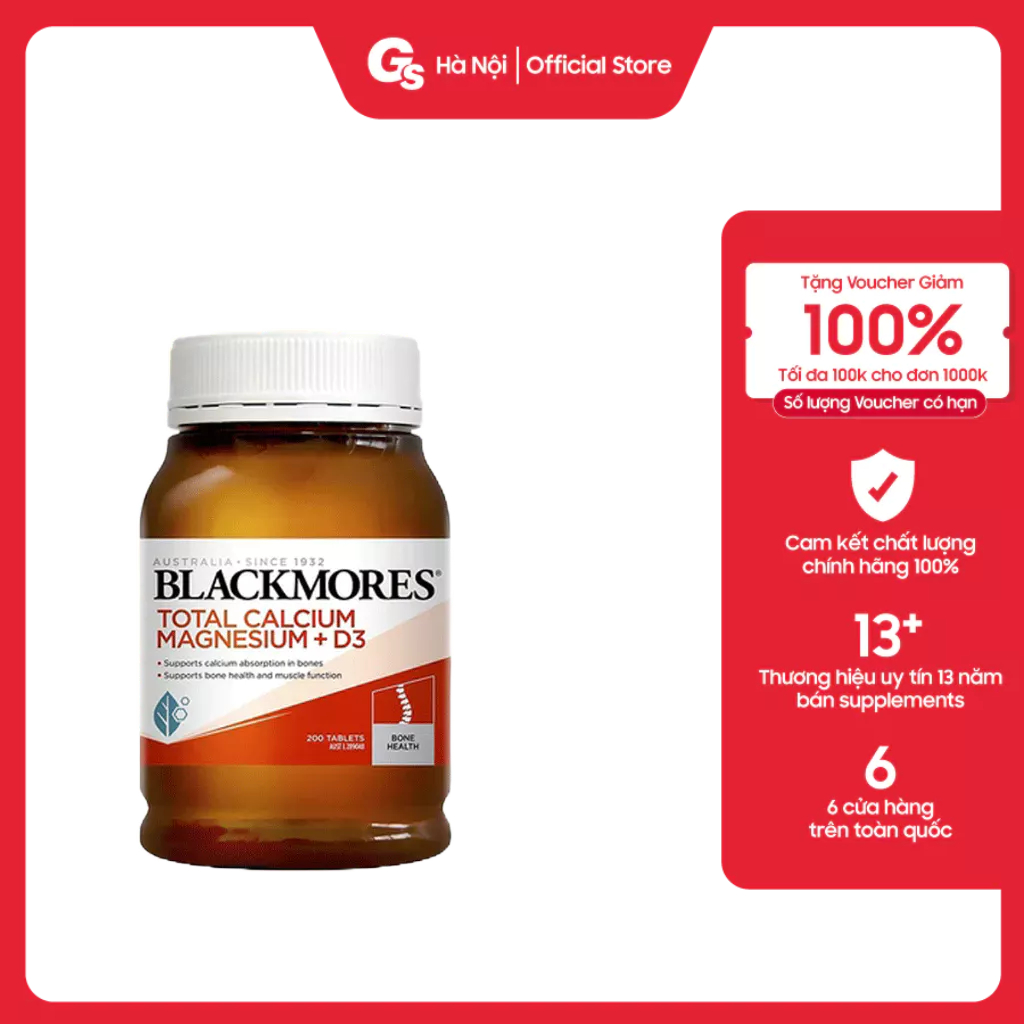 Viên uống Magie Blackmores Total Calcium Magnesium + D3, 200 Tablets ...