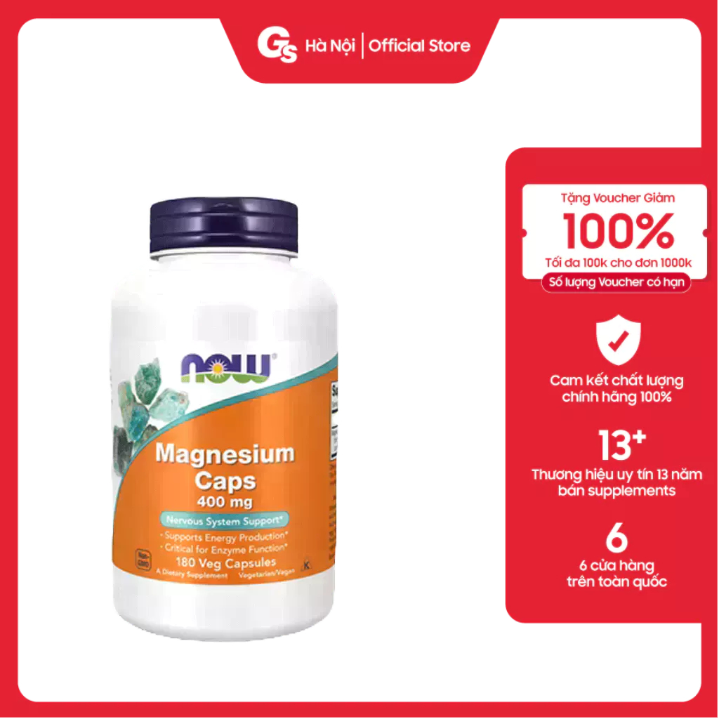 Viên uống Now Magnesium Caps 400 mg (180 viên) nhập khẩu Mỹ - Gymstore ...