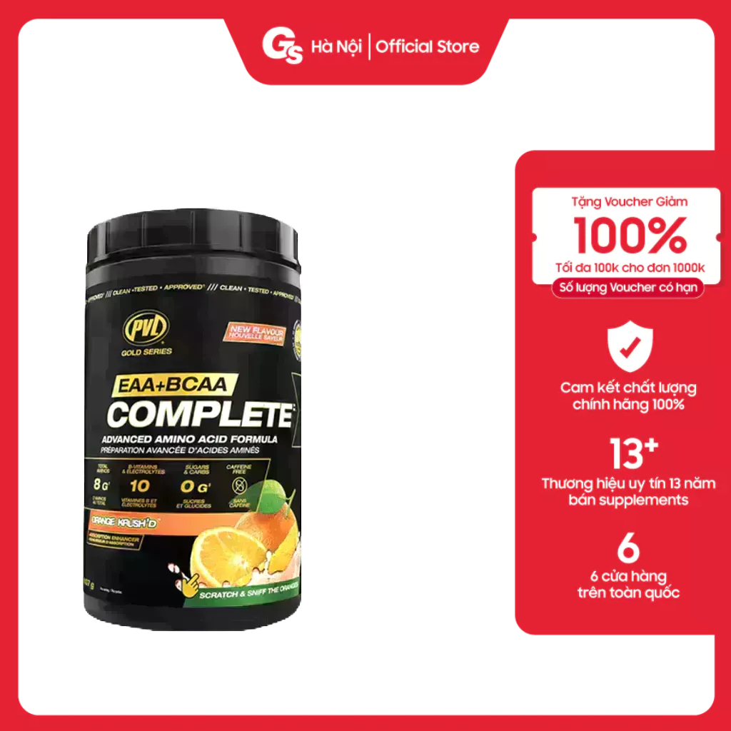 Bột điện giải phục hồi và phát triển cơ bắp PVL EAA+BCAA Complete 90 ...