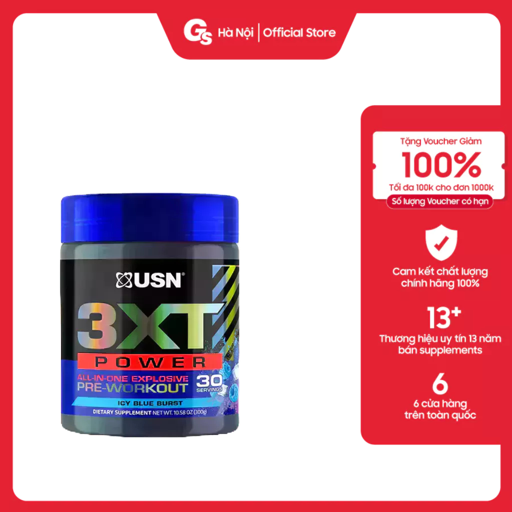 Bột tăng sức mạnh USN 3XT Power Pre-workout (30 Servings) nhập khẩu Anh ...
