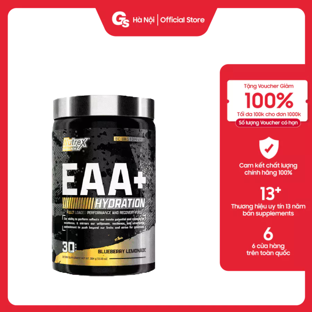 Sữa phục hồi phát triển cơ bắp Nutrex EAA+ Hydration (390g-30 Servings) - tăng hiệu suất luyện ...