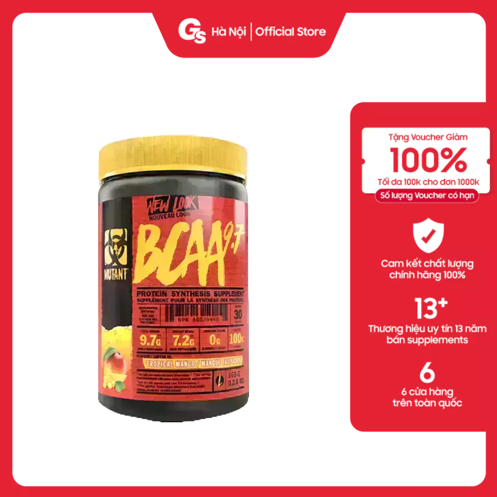 Sữa phục hồi cơ, tăng sức bền Mutant BCAA 9.7, 30 Servings (348g) nhập ...