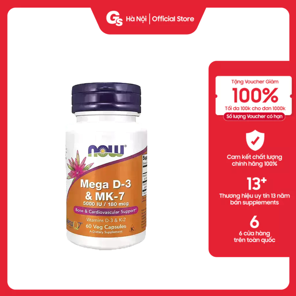 Viên uống Now Mega D-3 & MK-7 (60 Capsules) nhập khẩu Mỹ - Gymstore ...