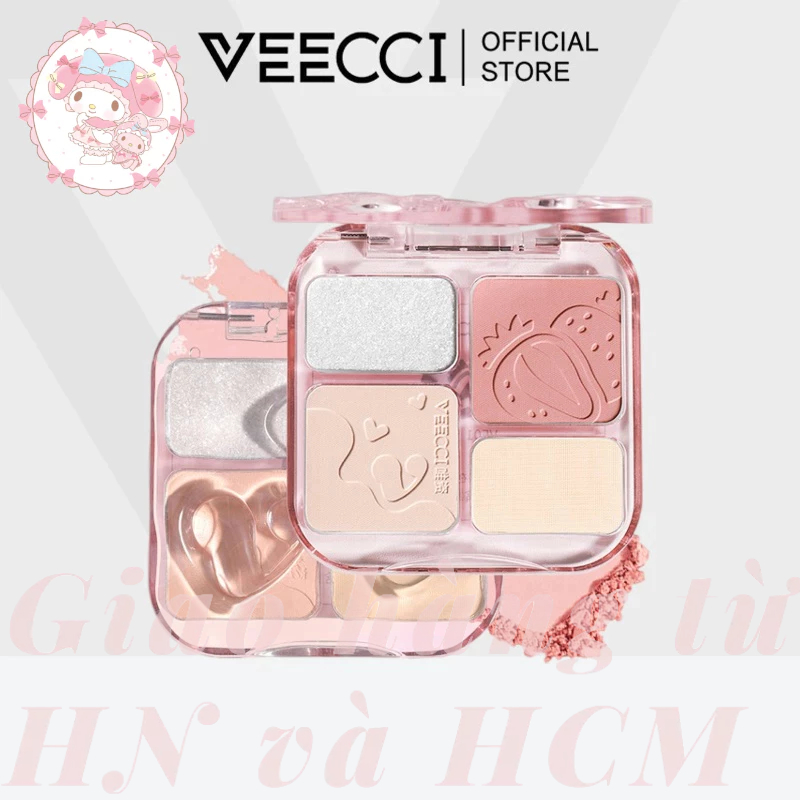 [Hỏa Tốc 2H] VEECCI Bảng Phấn Mắt và Má VEECCI 4 Ô Kèm Highlight Nhũ Lì ...