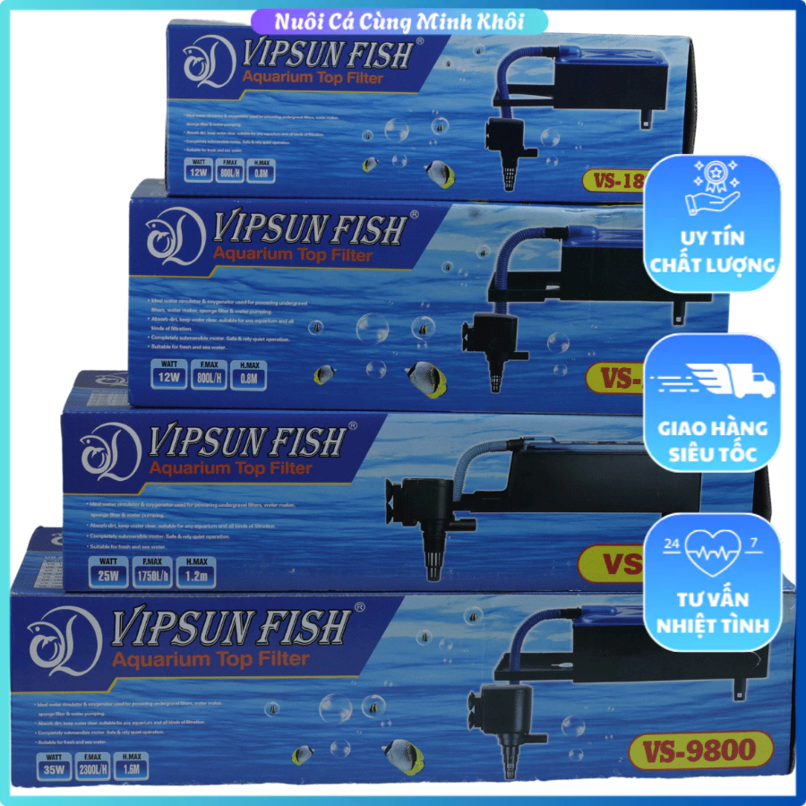 [Tặng kèm bông lọc trắng] Lọc tràn trên cho hồ cá VS188, VS288 đến VS680, VS7800 VS9800 VS10800 ...