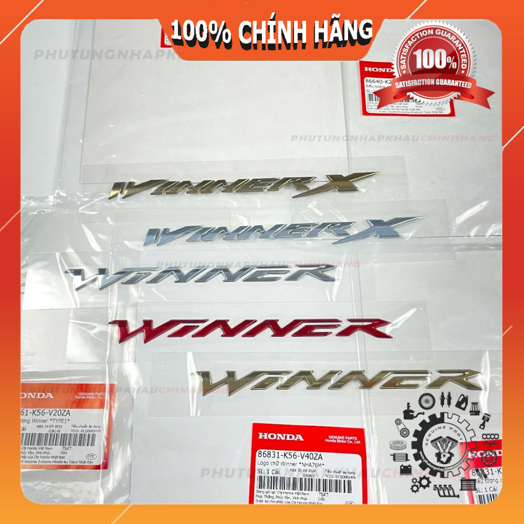 Tem chữ nổi Winner, Winner X V1 V2 V3 V4 các màu zin hãng Honda, Tem xe ...