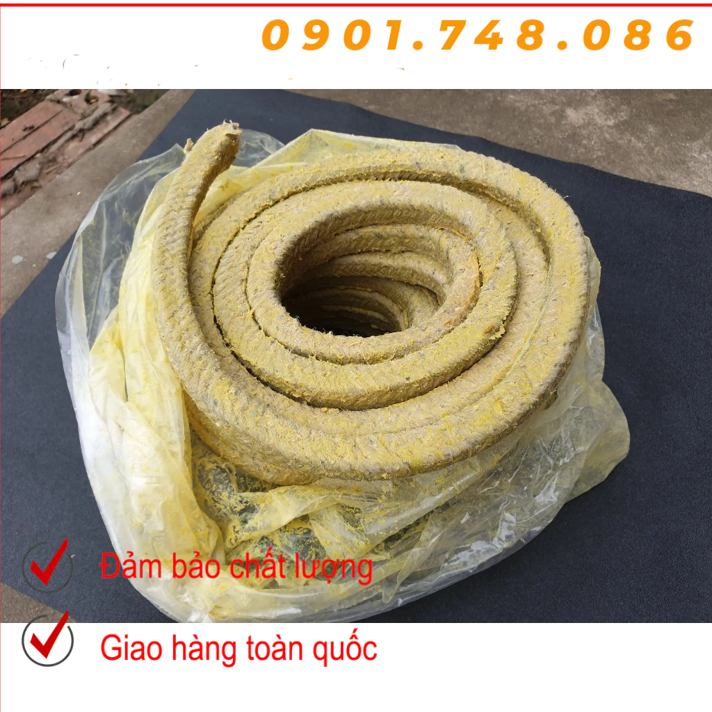 Dây amiang tẩm mỡ bò,dây cốt tông mỡ dùng để chống cháy, chịu nhiệt độ ...
