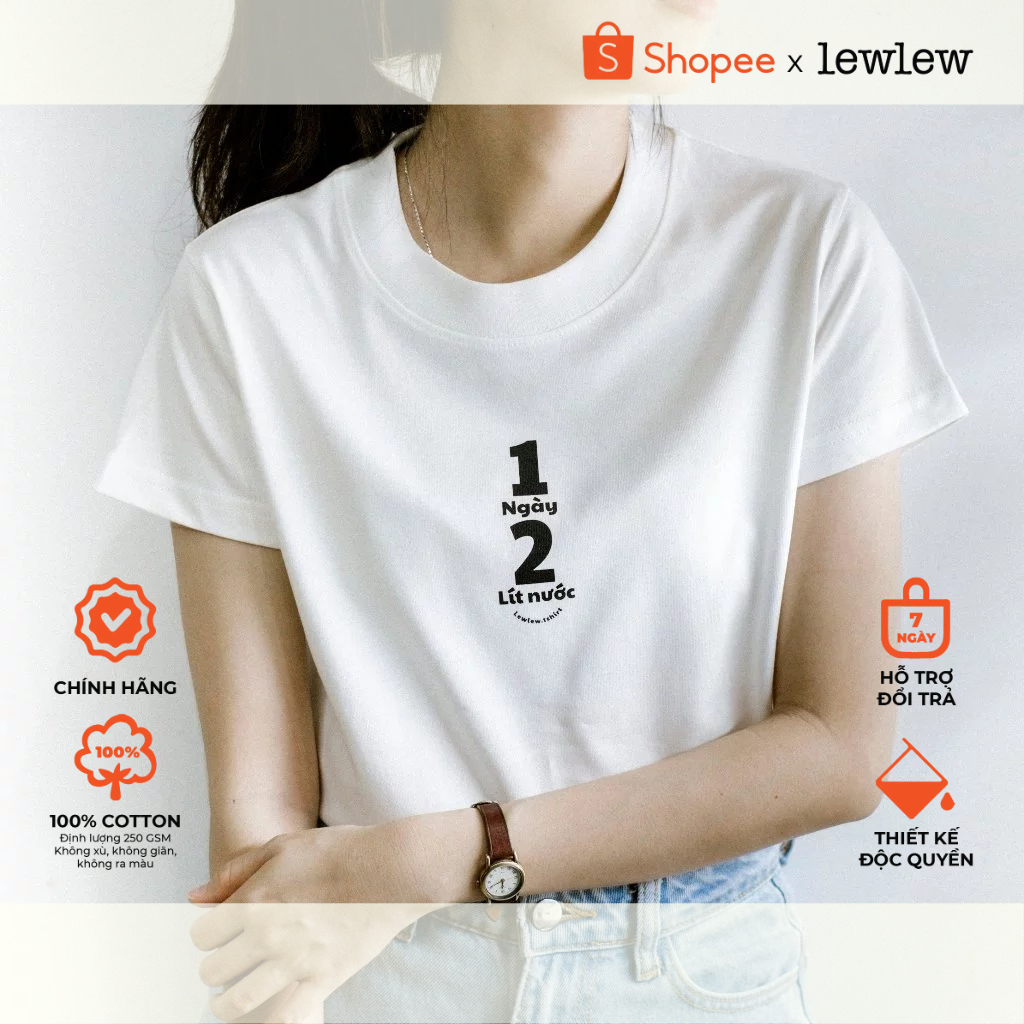 Áo thun nữ baby tee, áo thun cotton 1 NGÀY 2 LÍT Trắng Tshirt - Lew Lew ...