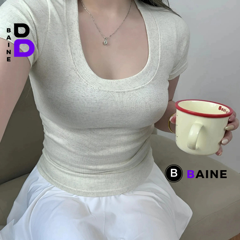 Áo Thun TAY NGẮN DÁNG DÀI CỔ U Lót Nhung Chất Thun Gân/Borip DD69, Áo Babytee Ôm Gọn Kiểu Trơn ...