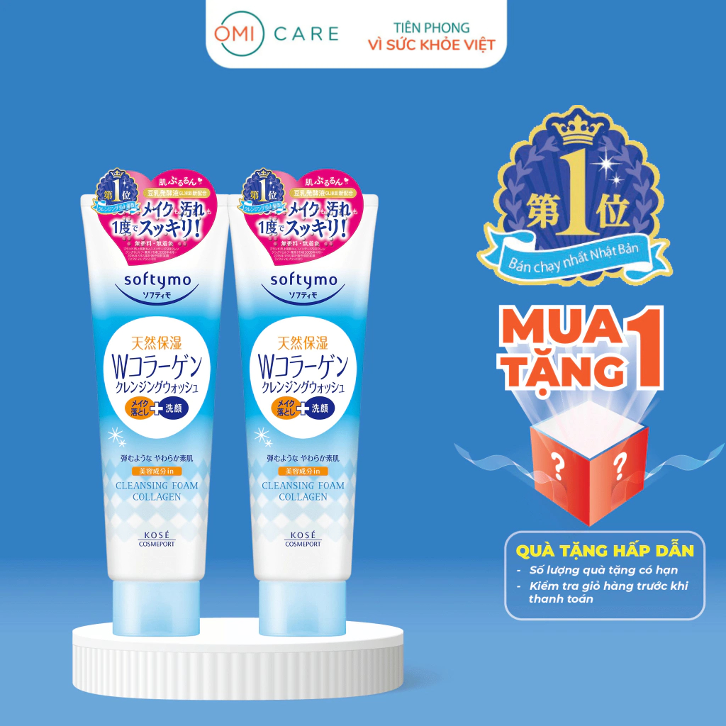Combo 2 Lọ Sữa Rửa Mặt Và Tẩy Trang Tạo Bọt Dưỡng Ẩm Bổ Sung Collagen Kose Softymo Cleansing ...