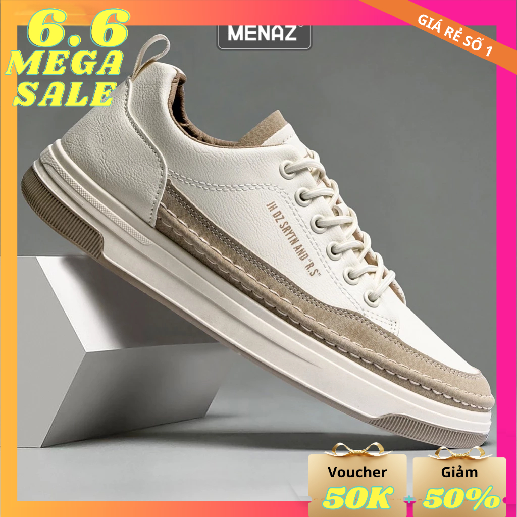 Giày Thể Thao Nam Sneaker MENAZ CS022 Màu Trắng Đế Cao Su Nguyên Khối ...