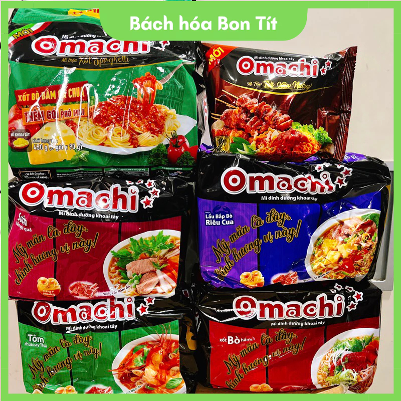 Mì Omachi Sườn/Bò/Tôm Chua Cay/Spaghetti/Riêu Cua Bắp Bò ( 5 gói ...