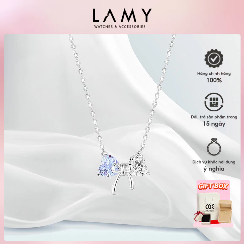 Dây chuyền bạc nữ CDE Crystal Bow Silver Necklace CDE6325BE | Shopee ...