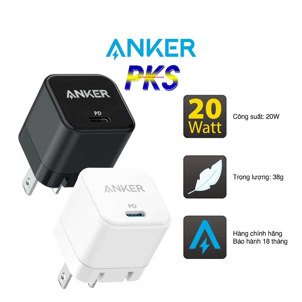Củ sạc nhanh Anker 312 PowerPort III PD Cube 20W - 1 cổng USB-C thích ...