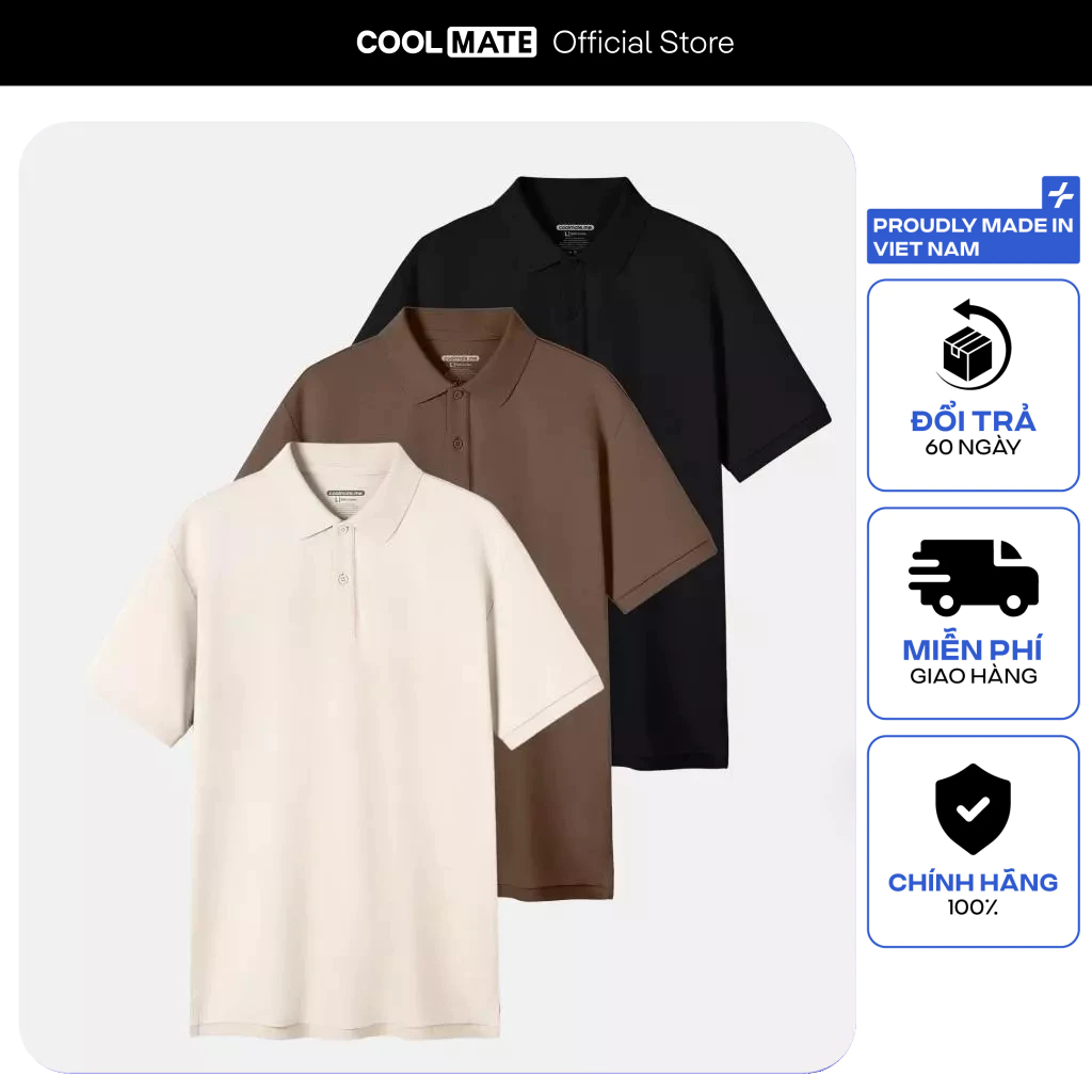 Combo Pack 3 áo thun nam Polo Pique Cotton mềm mại, bền màu Coolmate ...