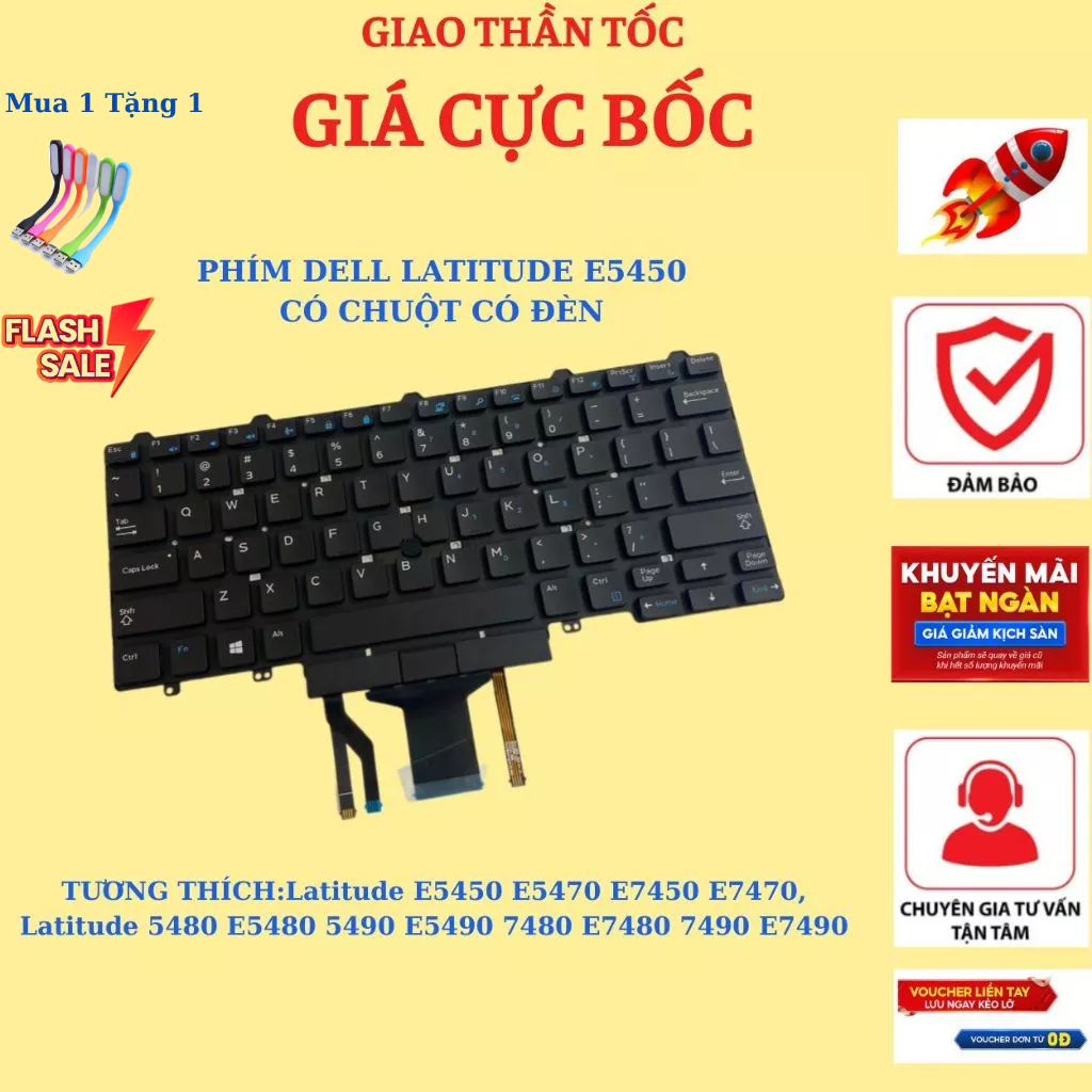 Bàn Phím Laptop DELL LATITUDE E5450 E5470 E7470 5480 7480 7490 Led Zin ...