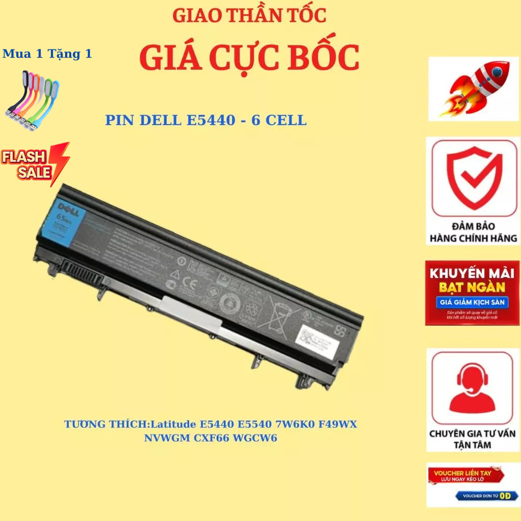 Pin Laptop DELL Latitude E5440 E5540 Chất Lượng Cao Bảo Hành 6 Tháng ...