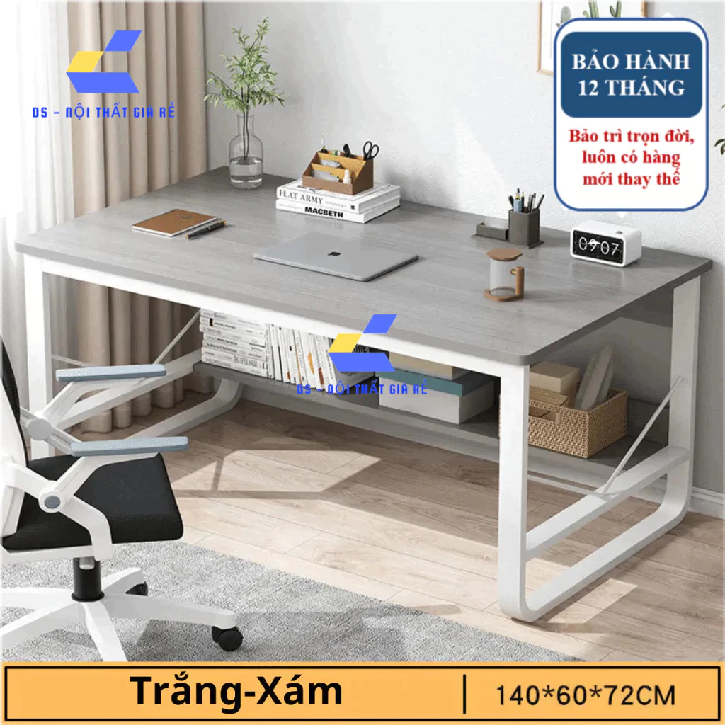 Bàn làm việc U3 thường, Bàn học kệ sách sơn tĩnh điện, bàn vi tính khung thép dày, mặt bàn gỗ ...