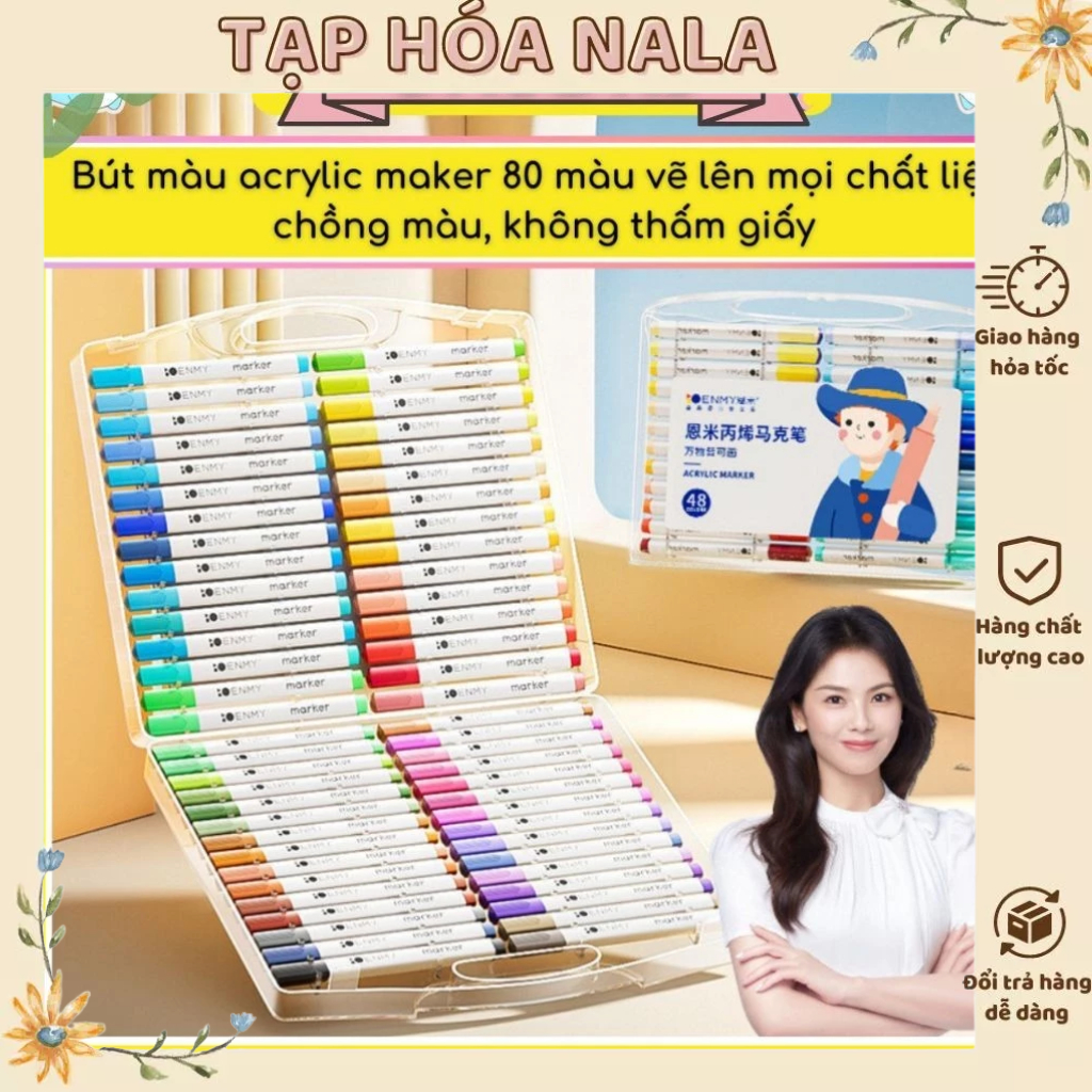 Bút Màu Acrylic Maker 24/36/48/60/80 Màu Cao Cấp Tăng Mực, Bút Màu Gốc ...