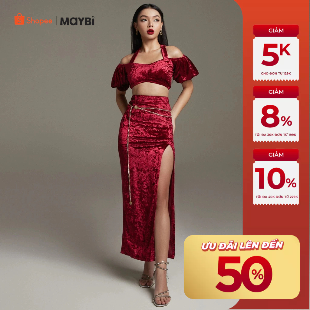 Chân váy Maybi ôm nhung xẻ tà | Shopee Việt Nam