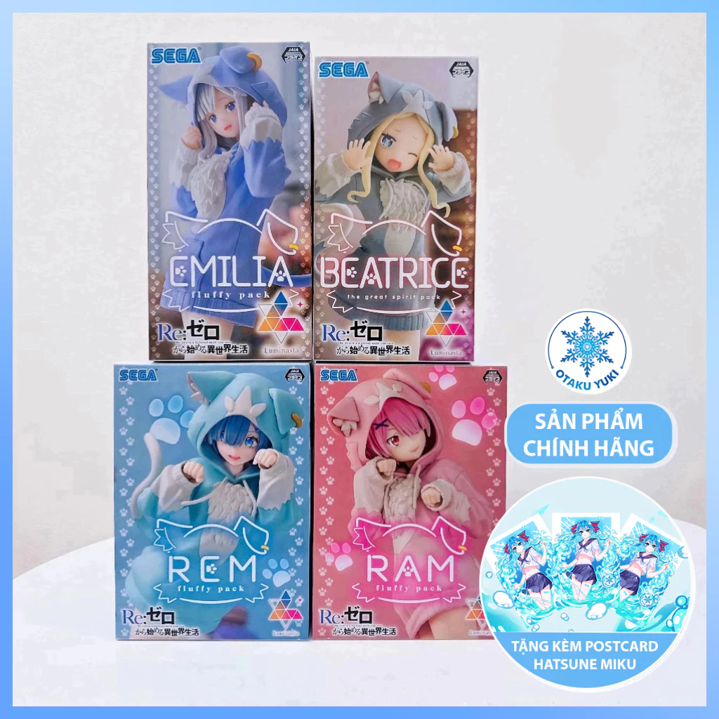 Mô Hình Re:zero - Rem Ram Emilia Beatrice - Luminasta Mofumofu Pack ...