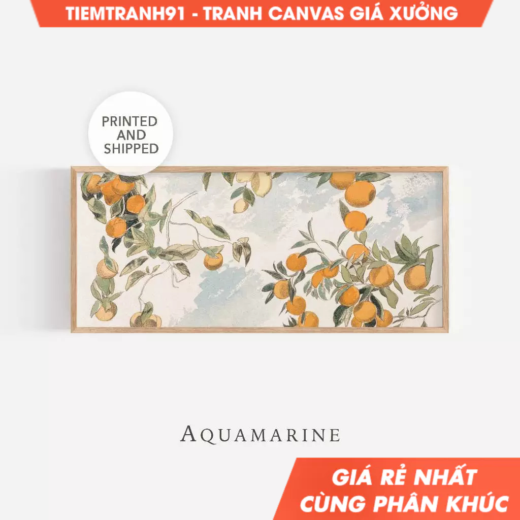 Tranh treo tường, Orange Tree Print, Vintage Panoramic Print, Orange ...