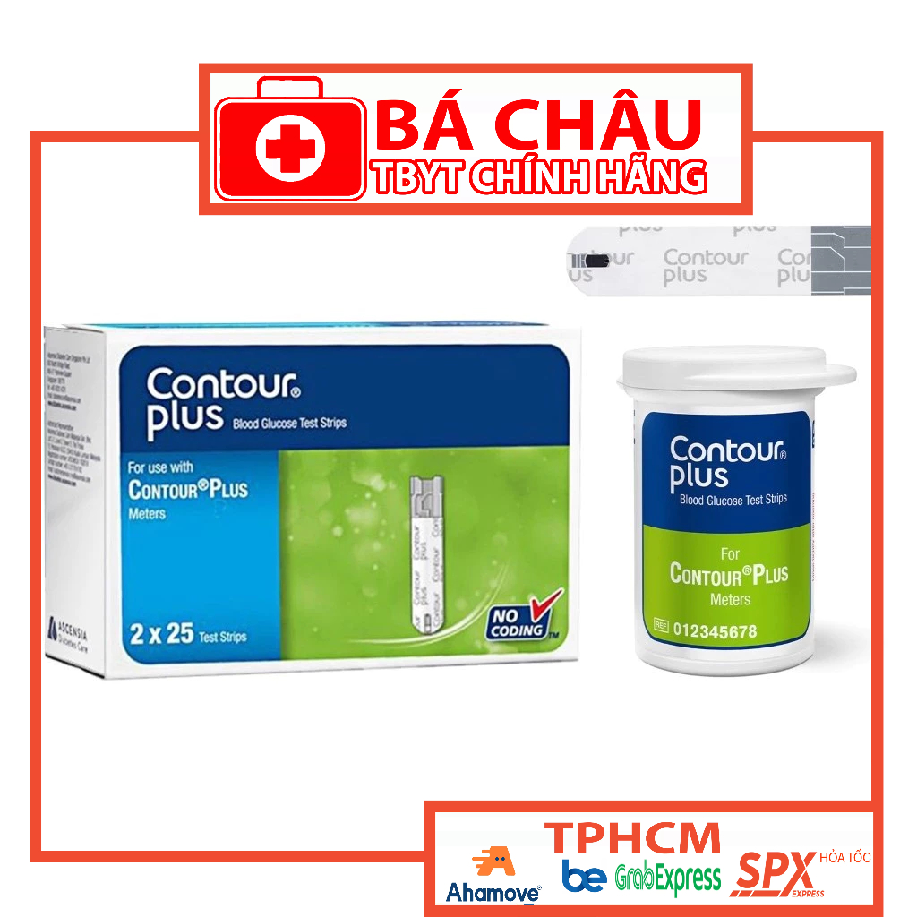 [CHÍNH HÃNG] CONTOUR PLUS (25 QUE HOẶC 50 QUE) - Que thử đường huyết sử ...