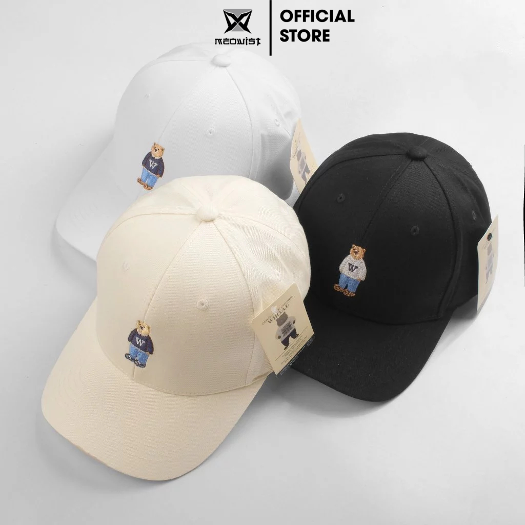 Mũ lưỡi trai Meowist Unisex WHOAU chất liệu vải Kaki logo Gấu ,nón lưỡi ...