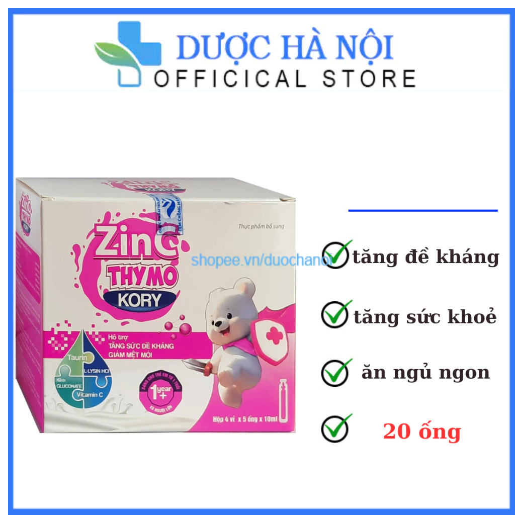 ZinC Thymo Kory giúp tăng cường tiêu hóa, tăng sức đề kháng hộp 20 ống ...