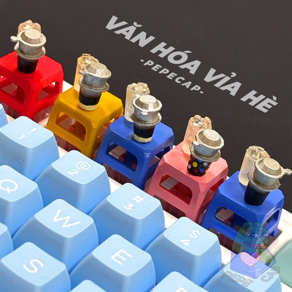 Keycap Ghế Nhựa - Văn Hóa Vỉa Hè - Cafe sữa đá đen đá - Nút bàn phím ...
