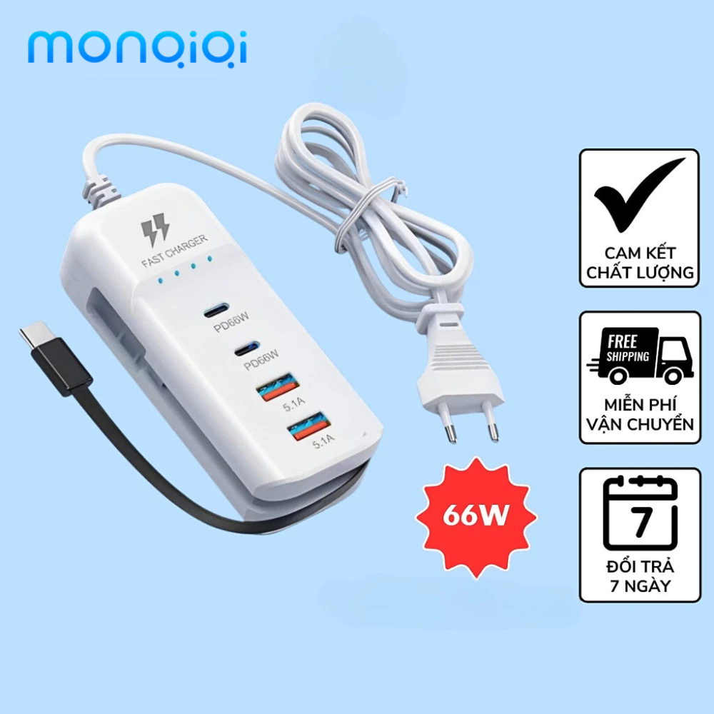 MONQIQI Củ sạc nhanh đa năng 5 trong 1 có chức năng sạc nhanh - Ổ cắm sạc thông minh đa năng 4 ...