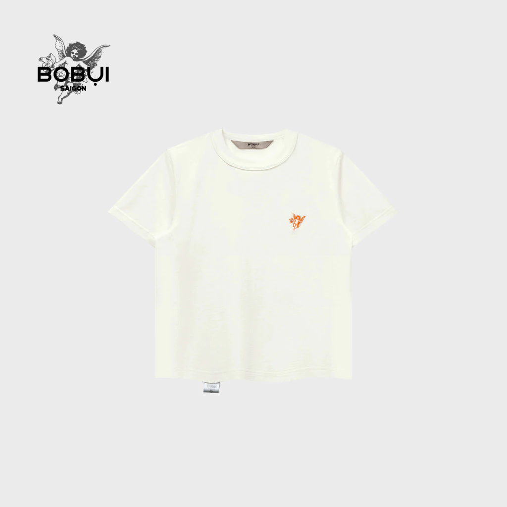 Áo thun Baby Vải Slub BOBUI Basic thêu logo Angel | Shopee Việt Nam