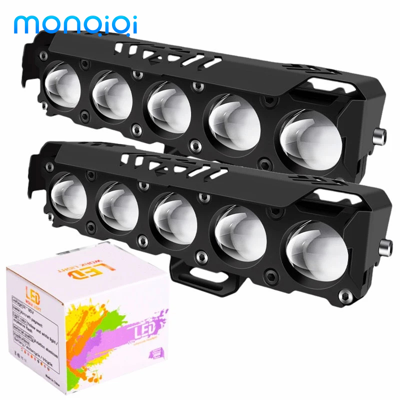 MONQIQI Đèn LED hình tứ giác 3/4/5 siêu sáng 3 chế độ trắng và vàng thích hợp cho ô tô, xe tải ...