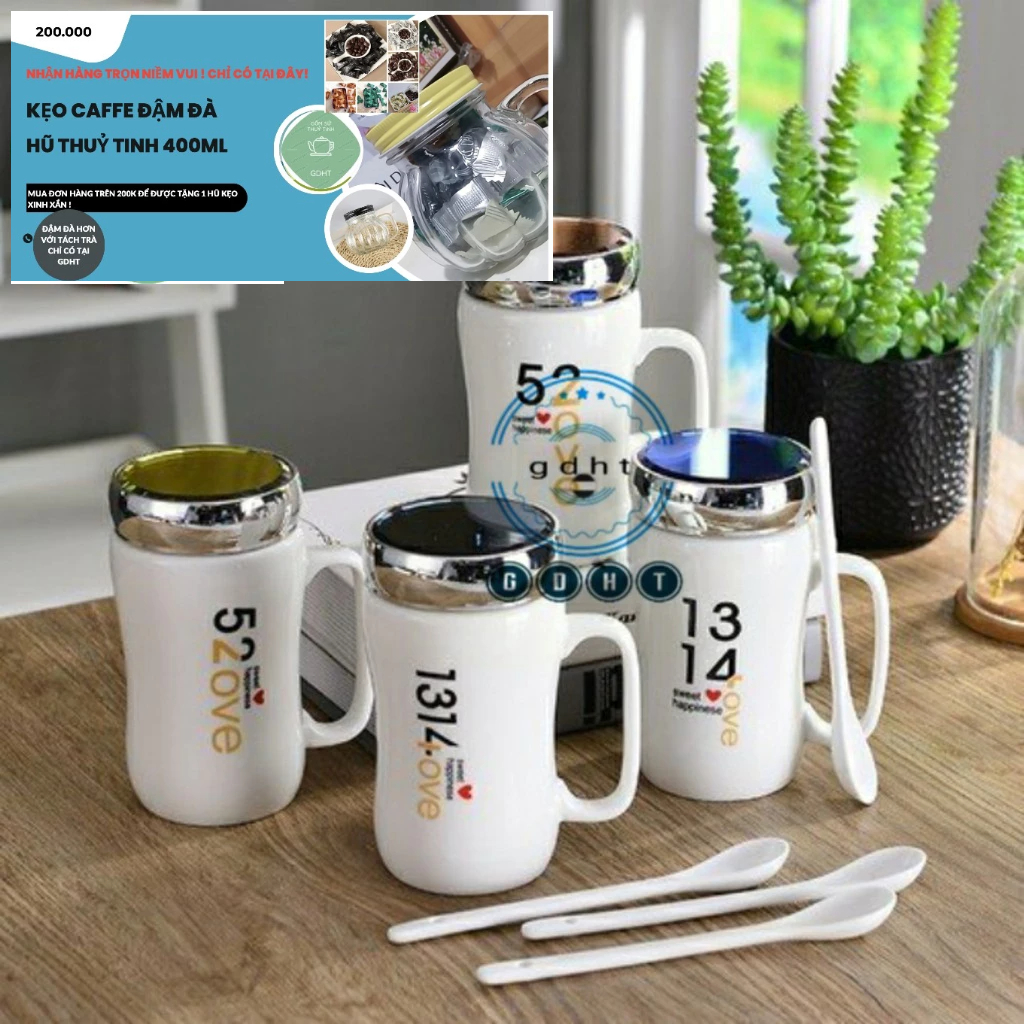 Cốc sứ nắp gương có quai nhiều hình- LY SỨ | Shopee Việt Nam