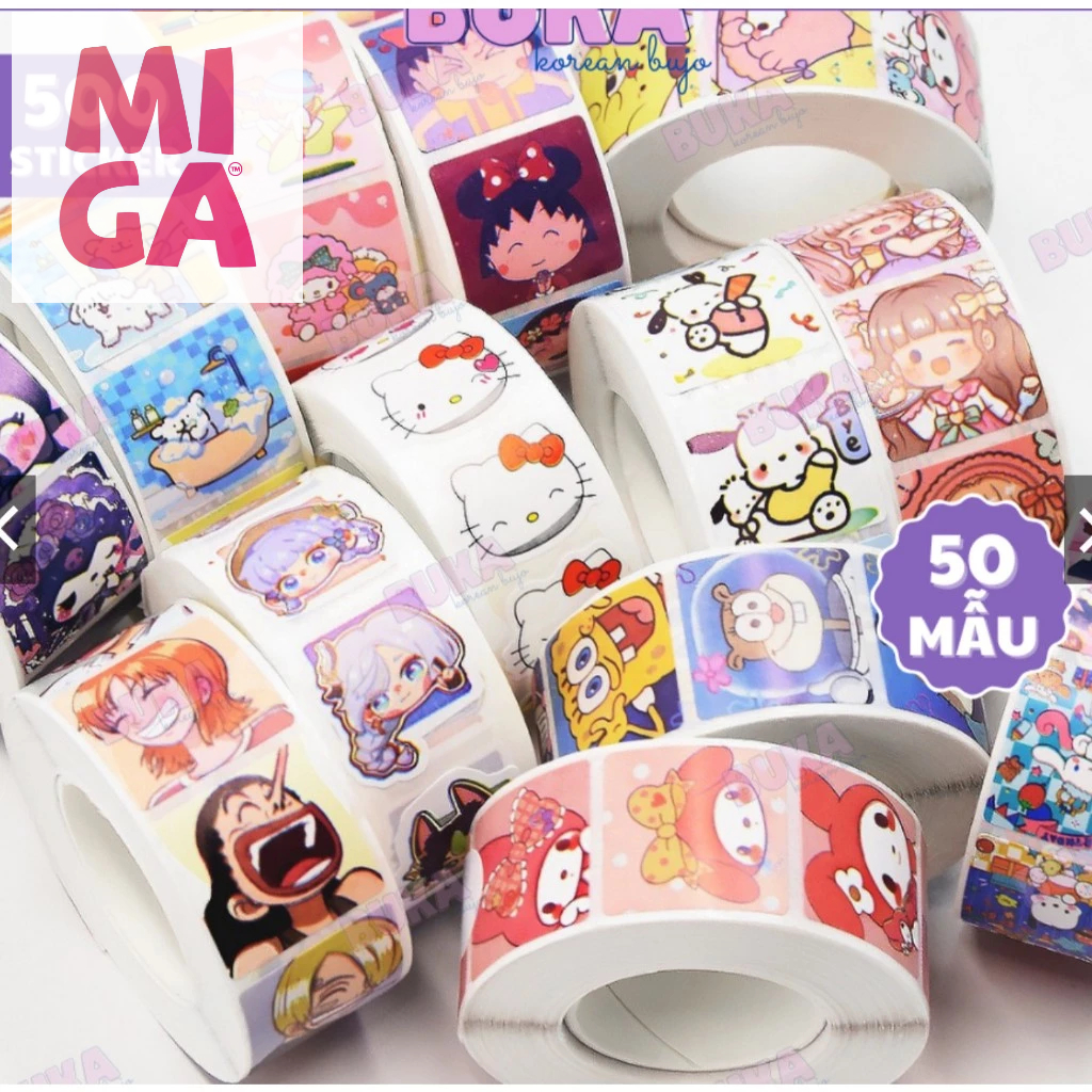 Cuộn 500 miếng dán hoạt hình ngộ nghĩnh, tem dán sticker thank you gói ...