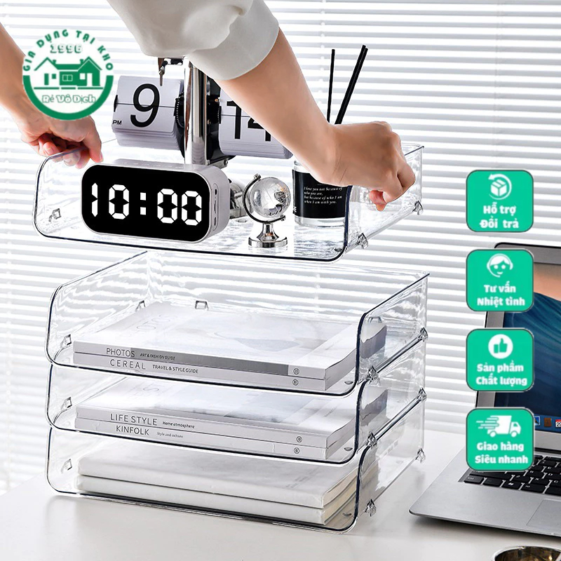 Khay Nhựa Trong Suốt Kệ Đựng Tài Liệu A4 Văn Phòng Xinh Xắn Giá Đựng ...