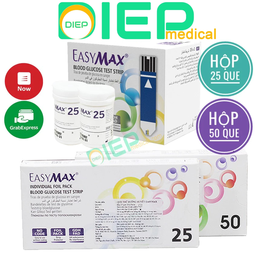 EASY MAX (25 QUE HOẶC 50 QUE) - Que thử đường huyết dùng cho máy ...